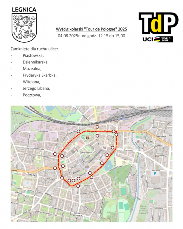 Tour de Pologne w Legnicy - mapa utrudnień - Legnica - Oficjalny Portal ...